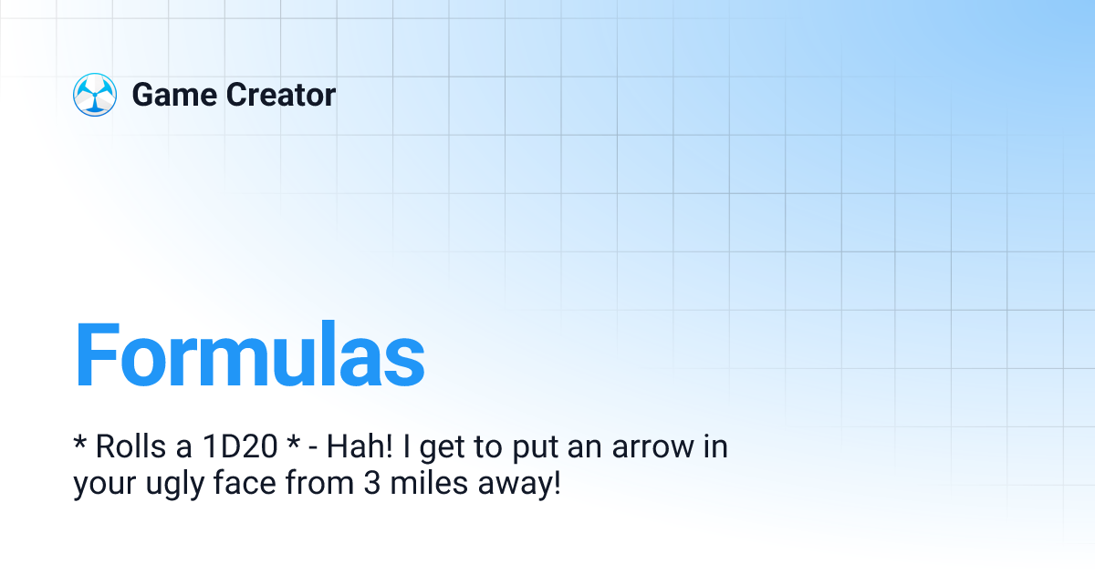 Formulas | Game Creator