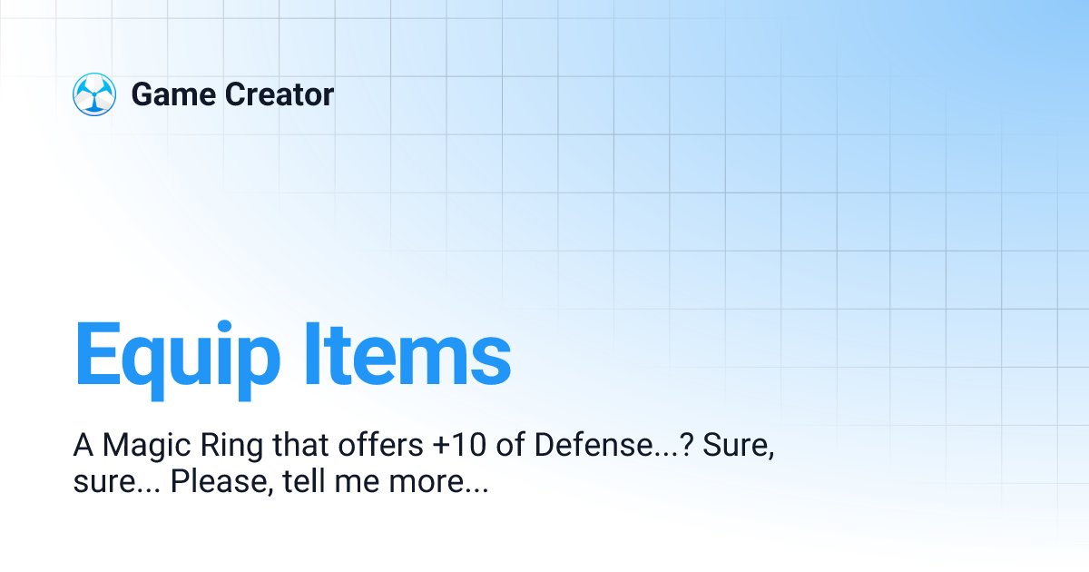 Equip Items | Game Creator